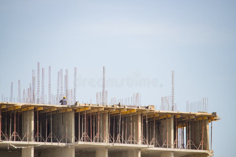 Builders Working on the Construction of a Large Building Stock Image ...