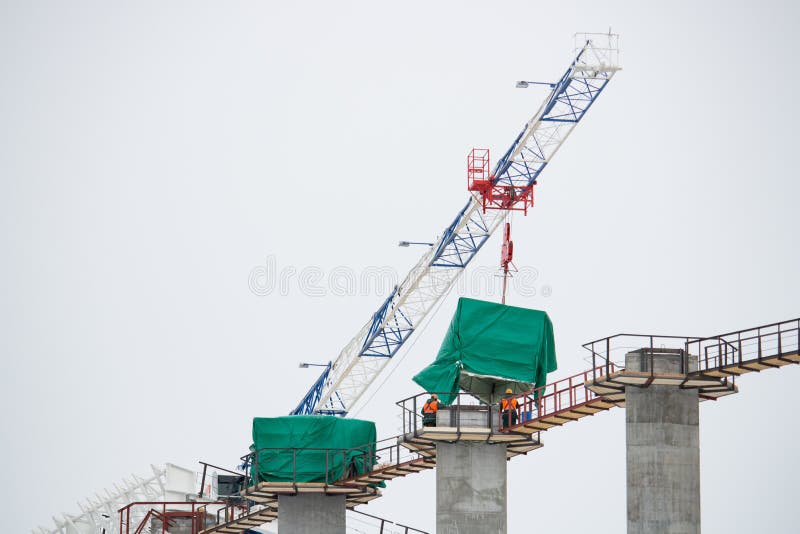 Builders Working on the Construction of a Large Building Stock Image ...