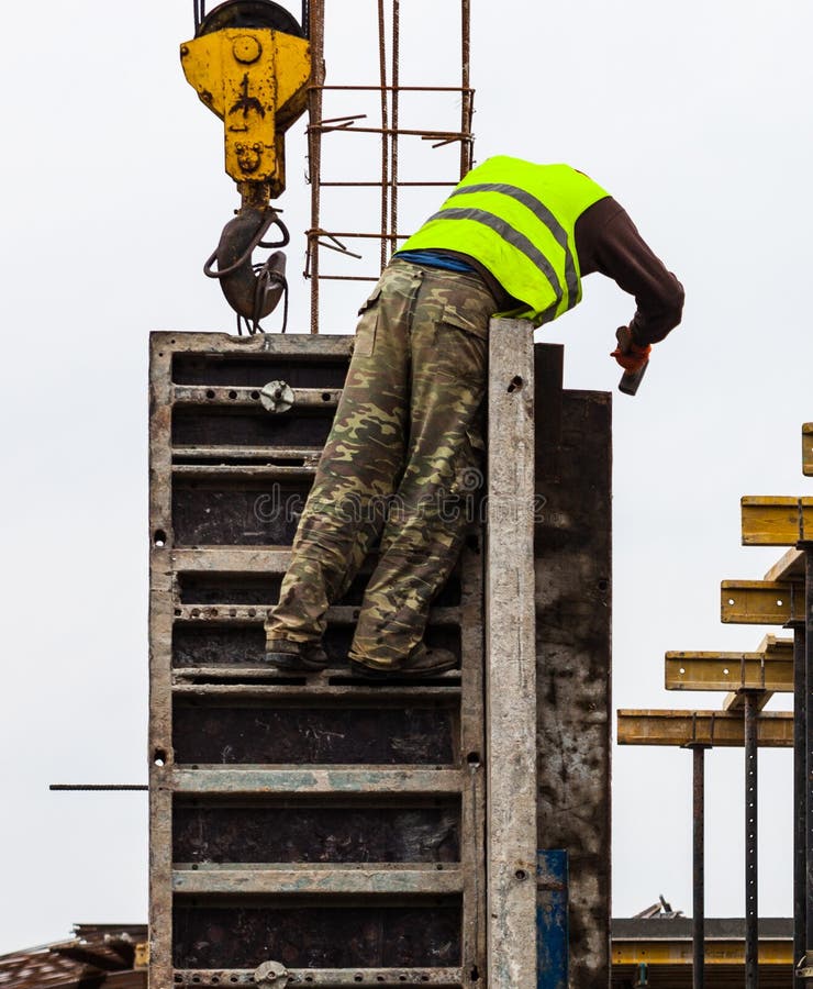 Builders Working on the Construction of the New Building. Stock Image ...