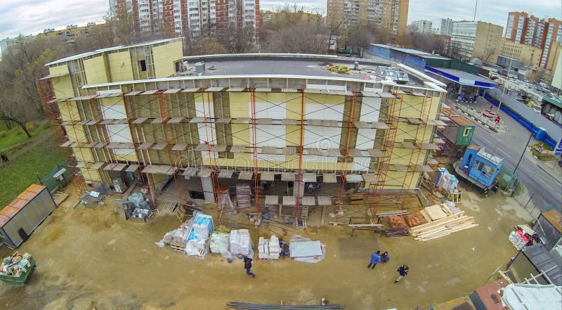 Builders are Working on Facing of the New Stock Photo - Image of ...