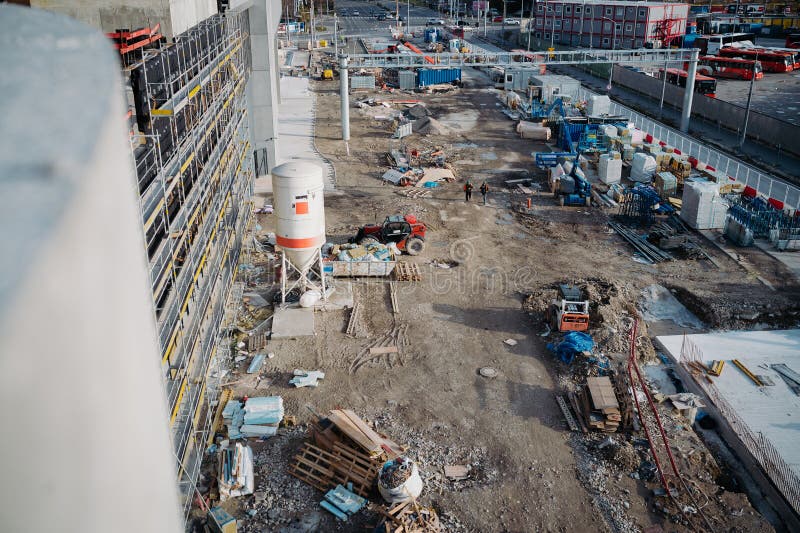 Builders Working on Structural Development at an Active Construction ...