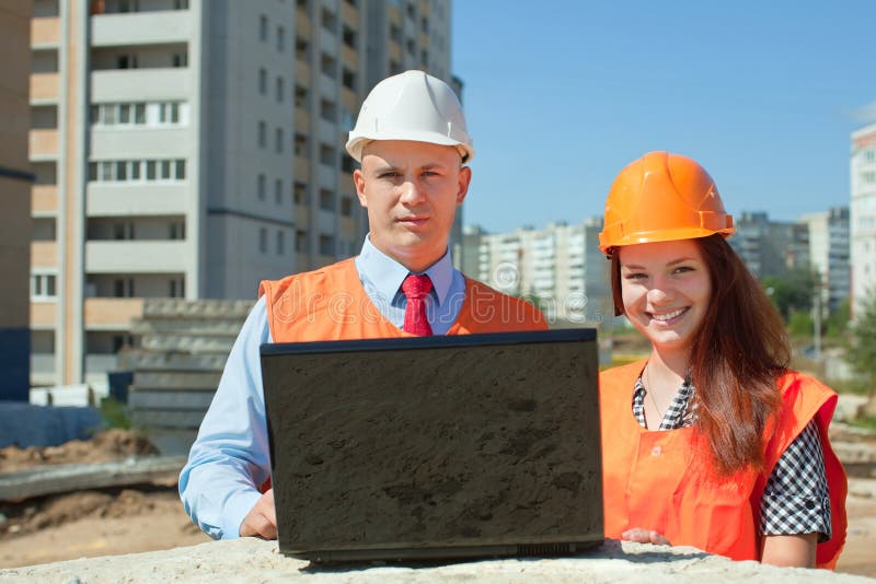 Builders Works on the Building Site Stock Photo - Image of engineer ...
