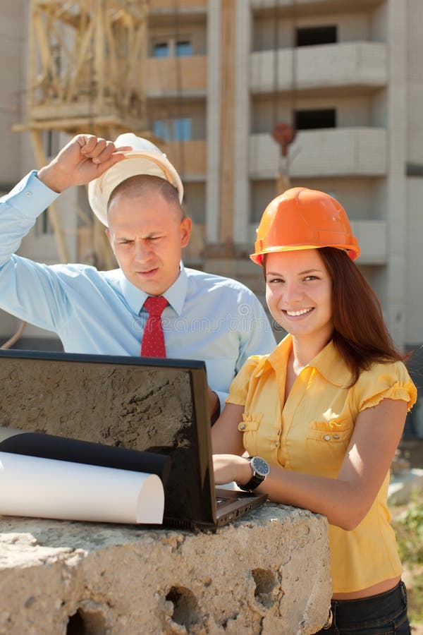 Builders Works at Construction Site Stock Image - Image of device ...