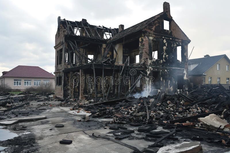 Building Abandoned after it Was Completely Destroyed by Fire Stock ...