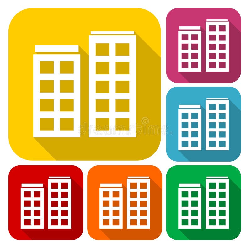 Building App Icons Set with Long Shadow Stock Vector - Illustration of ...