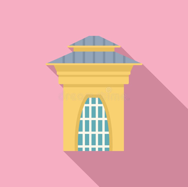 Building with Arched Entrance and Blue Roof is Casting Shadow on Pink ...