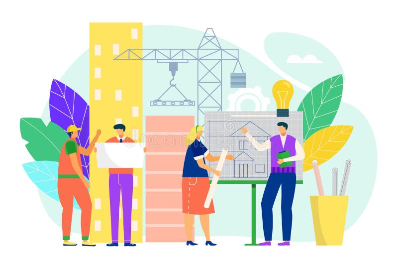 Building Architectural Engineering Concept, Vector Illustration ...