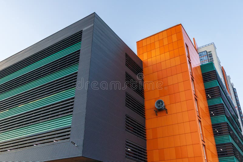 Building in Architectural Style High-tech Bright Colors.orange Bar ...