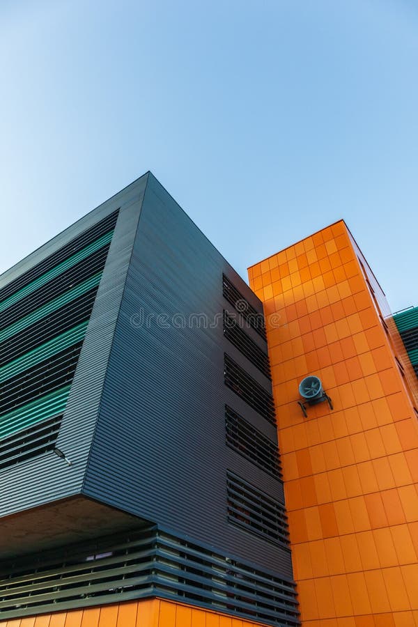 Building in Architectural Style High-tech Bright Colors.orange Bar ...