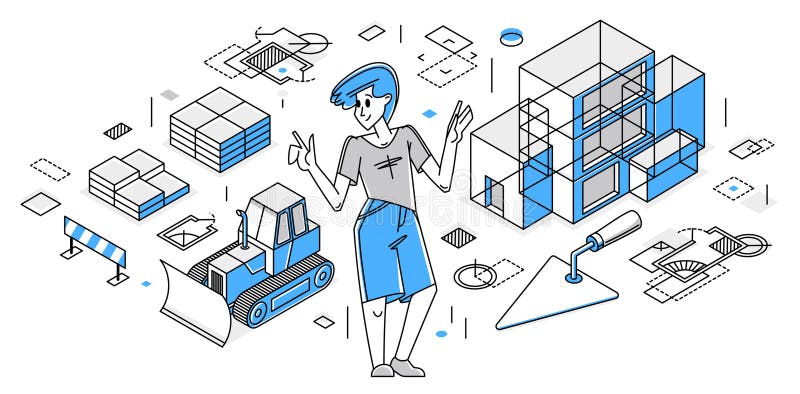 Building Architecture Designer Vector Outline Trendy Illustration ...