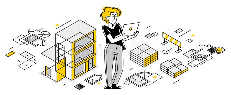 Building Architecture Designer Vector Outline Trendy Illustration ...