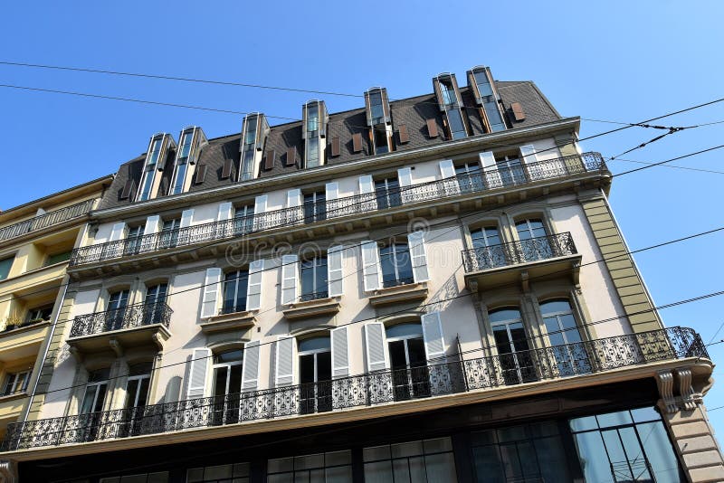 Building Architecture in Geneva Stock Image - Image of european ...
