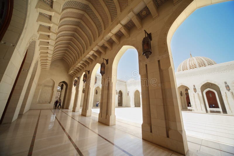 Building with Arcs Inside Grand Mosque in Oman Stock Photo - Image of ...