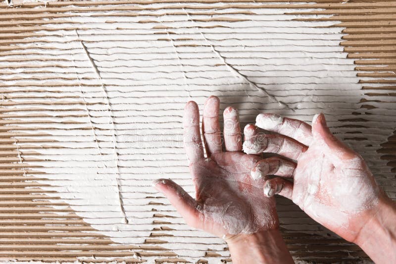 Building Background, Builder Hands with Plaster Stock Image - Image of ...