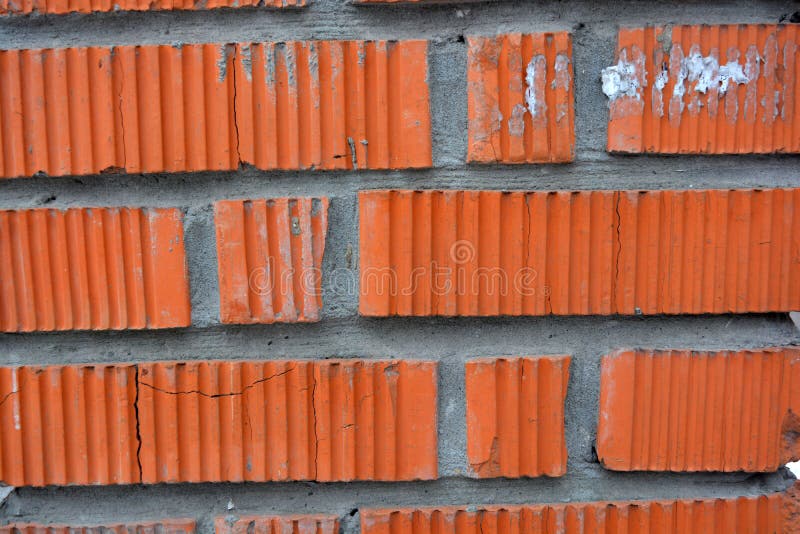 Building Background, Red Beautiful Brick Wall with Grooved Sides ...