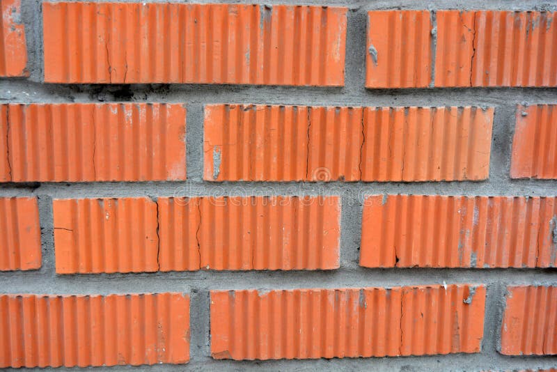 Building Background, Red Beautiful Brick Wall with Grooved Sides ...