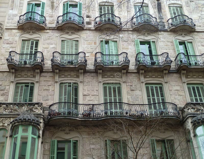 Building Balconies in Barcelona Stock Photo - Image of building, face ...