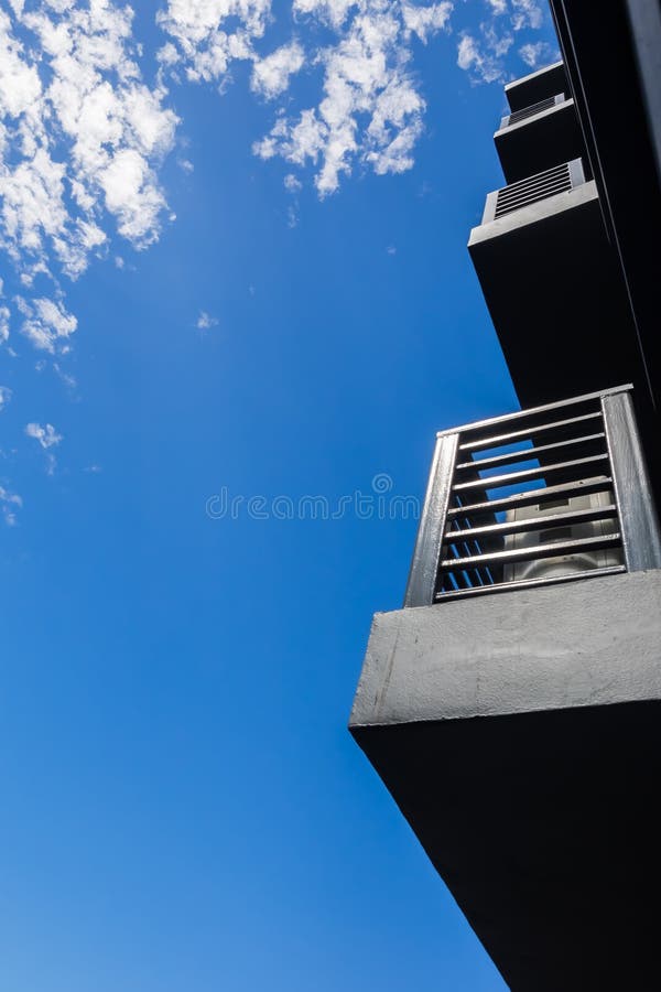 Building Balcony on Blue Sky Stock Image - Image of background ...