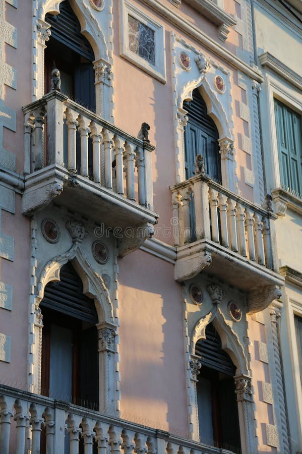 Building with Balcony and Windows in the Venetian Style Stock Photo ...