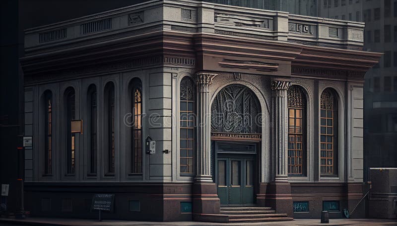 Building of Bank on the City. Generative Ai Stock Illustration ...