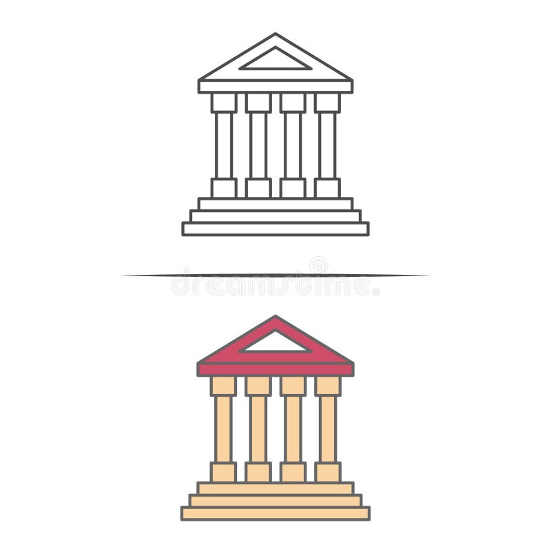 Building Bank Line Business Icon Vector Flat Design Stock Vector ...