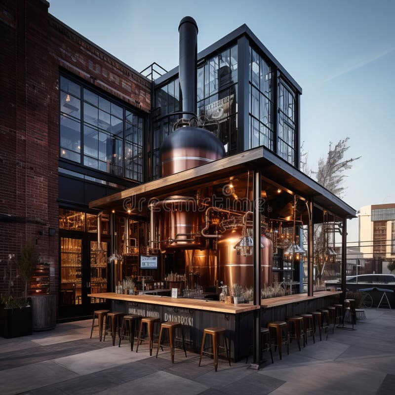 A Building with a Bar and a Large Brewery Stock Illustration ...