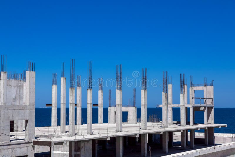 Building Base with Support Under Construction. Stock Image - Image of ...