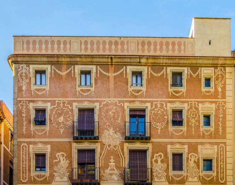 A Building with Beautiful Facade in the Historical Center of Barcelona ...