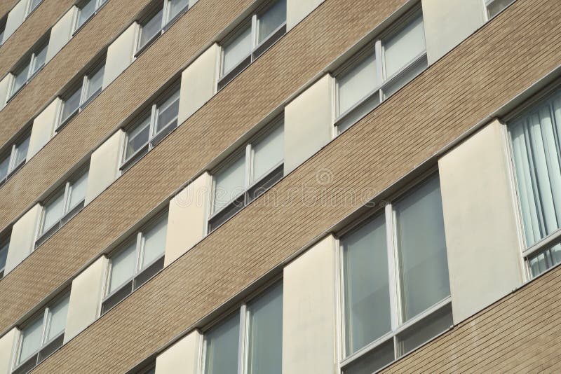 Building Beige Facade Brick and Windows Office Skyscraper Stock Image ...