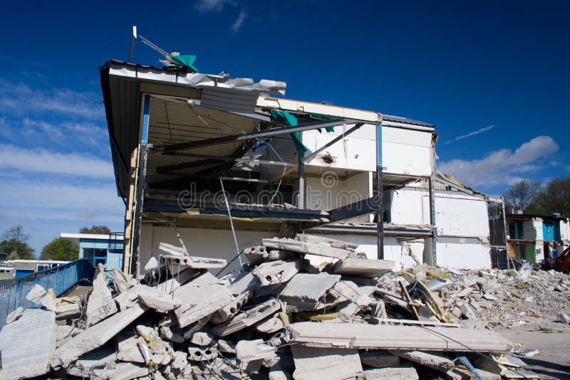 Building being demolished stock photo. Image of pipe, corrugated - 977532