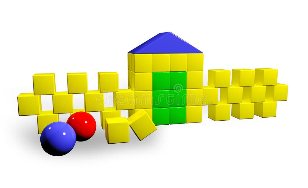 Colorful 3D Building Blocks and Spheres – Creative Toy Structure Stock ...