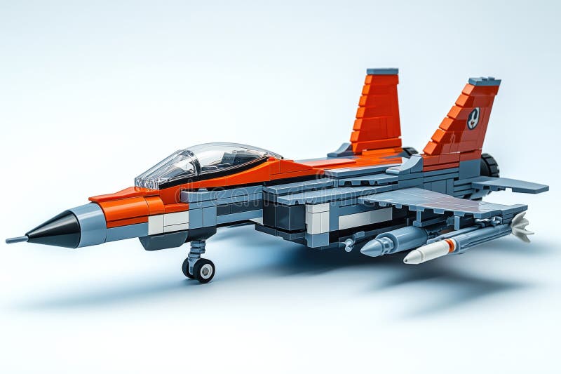 Toy Model of Jet Fighter Constructed with Building Blocks Showcasing ...