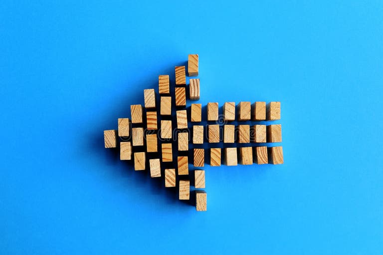 Building Blocks Arrow Symbol Isolated on a Blue Stock Image - Image of ...