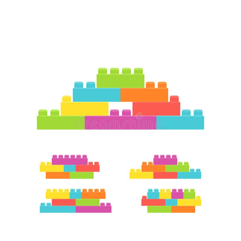 Blocks Construction Toys Vector Illustration, Flat Cartoon Plastic ... Blocks Construction Toys Vector Illustration, Flat Cartoon Plastic ...