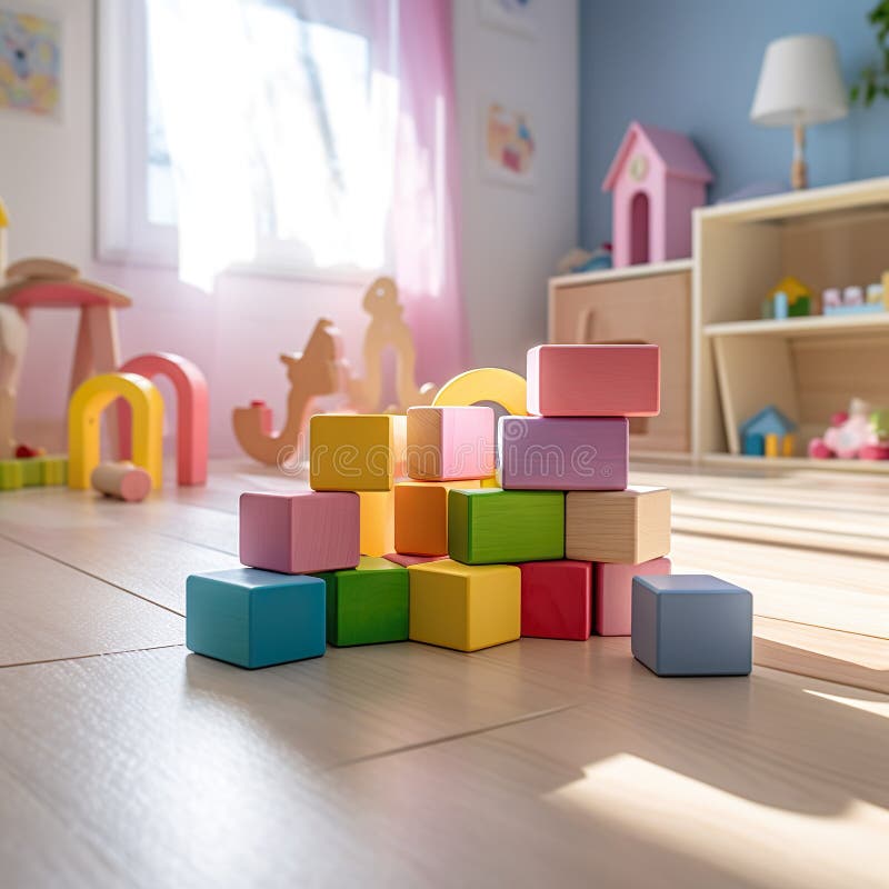 Colorful Building Blocks on the Floor of a Child S Room Generated by ...