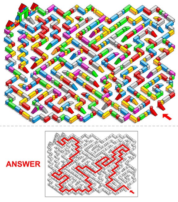 Building Blocks Labyrinth (landscape). Stock Vector - Illustration of ...