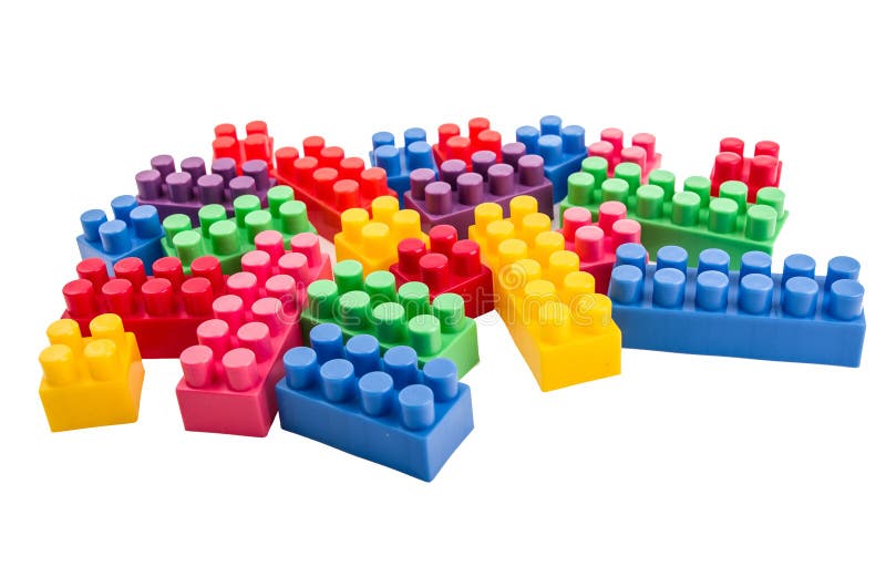 Building Blocks Scattered on a White Background Stock Photo - Image of ...