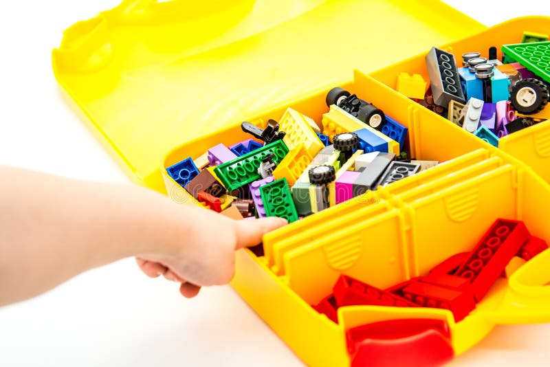 Building Blocks Set Starter in a Plastic Luggage Stock Photo - Image of ...