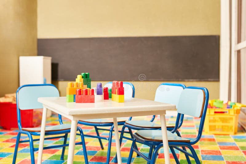 Building Blocks on a Table in Kindergarten Stock Image - Image of learn ...