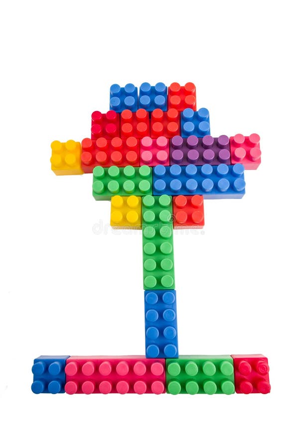 Building Blocks Figure on a White Background Stock Image - Image of ...