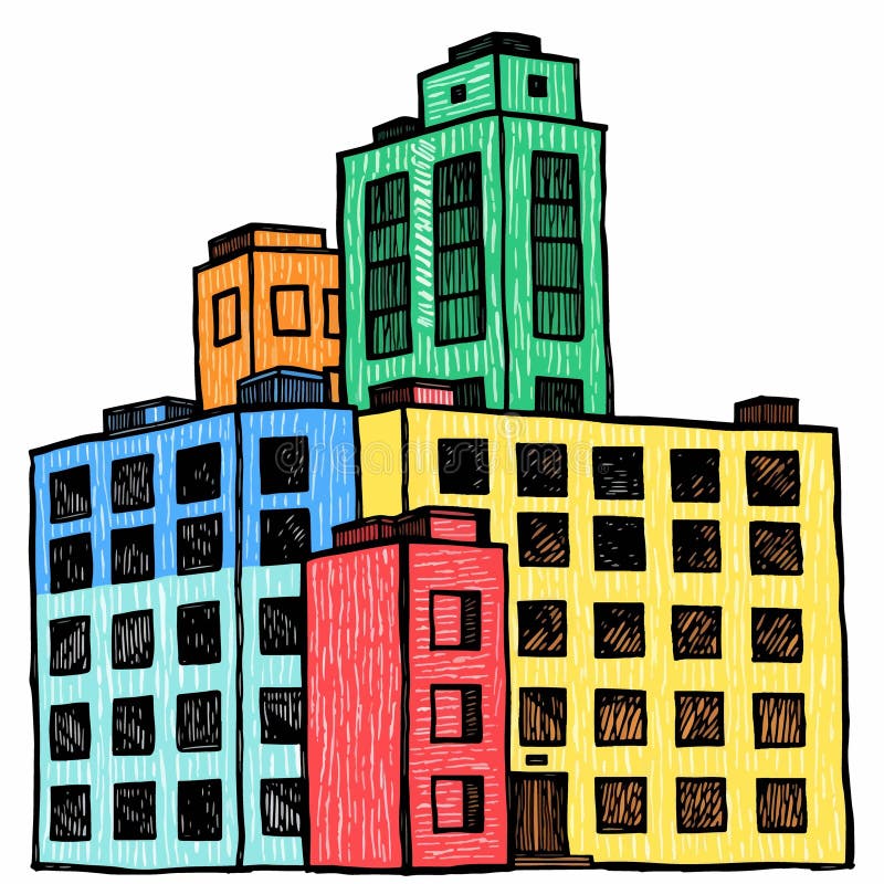 Building Blocks Vector Crayon Handdrawn Ink Marker Object Ideal for ...