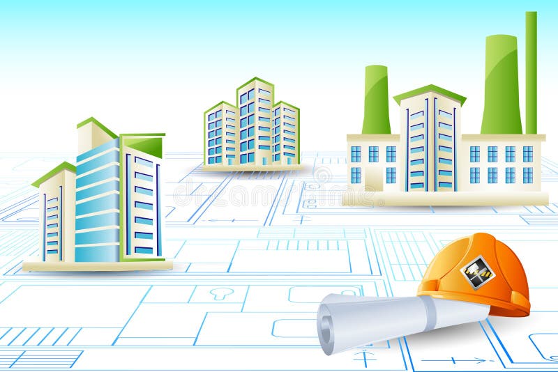 Building on Blue Print stock vector. Illustration of background - 20369547