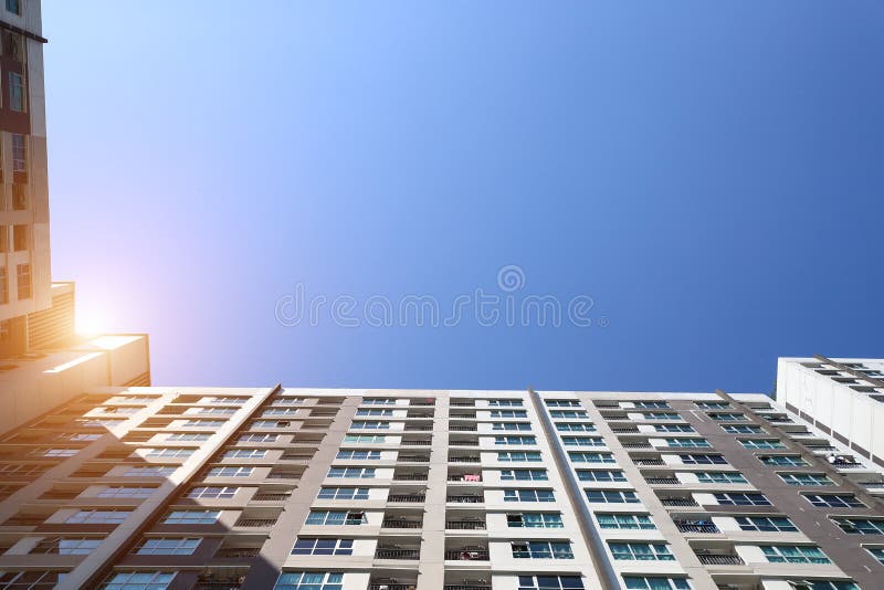 Building with blue sky stock photo. Image of facade - 191900636