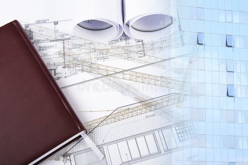 Building and Blueprints, Business Collage Stock Photo - Image of ...