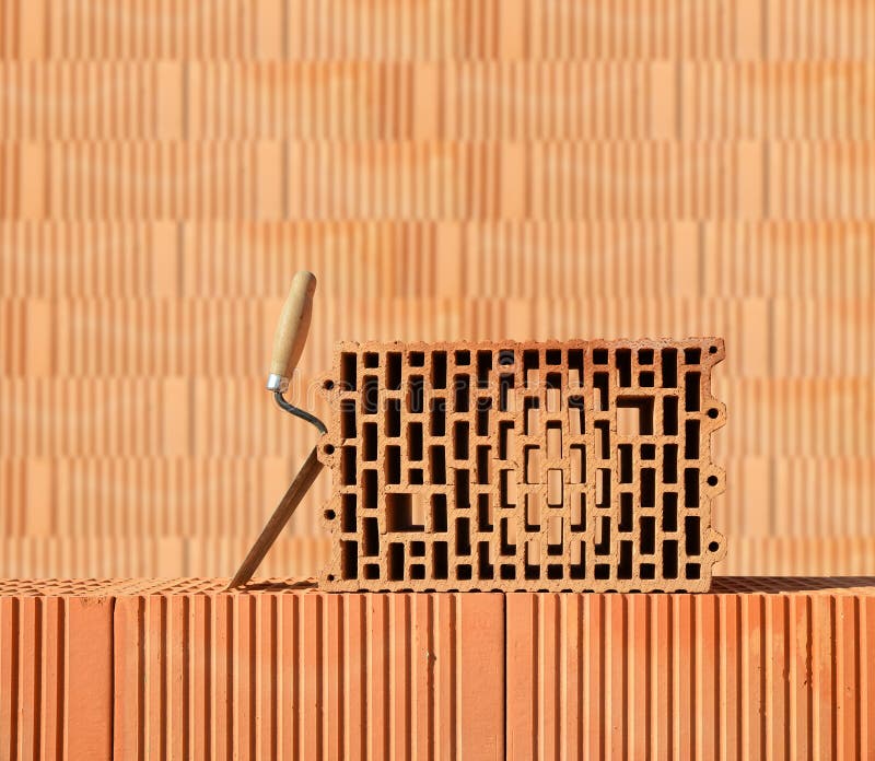 Building a brick wall. stock image. Image of development - 63300951