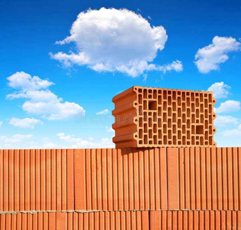 Building a brick wall. stock photo. Image of wall, redbrick - 64849380