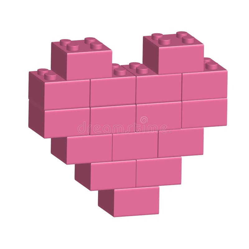 Building Bricks in 3D Pink Heart Stock Vector - Illustration of symbol ...