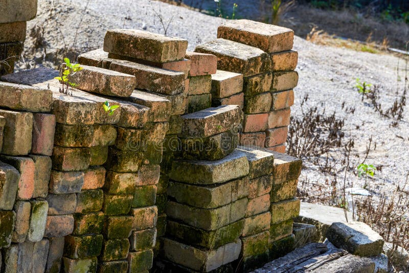 Building Bricks Stacked Outdoors in the Countryside Stock Photo - Image ...