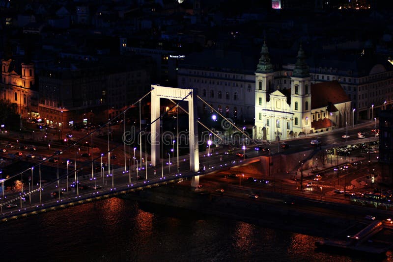Building and Bridge Over the River Stock Image - Image of dark ...