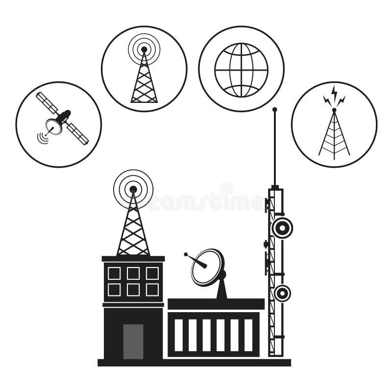 Building Broadcasting Antenna Editable Icon Stock Vector - Illustration ...